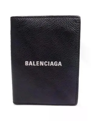 Balenciaga Logo Leather Wallet - Black