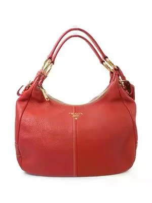 Prada Grained Leather Tote Bag - Red