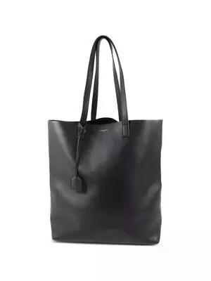 Saint Laurent Logo Detail Leather Tote Bag - Black