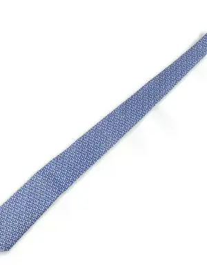 FERRAGAMO Silk Giraffe Print Neck Tie - Blue