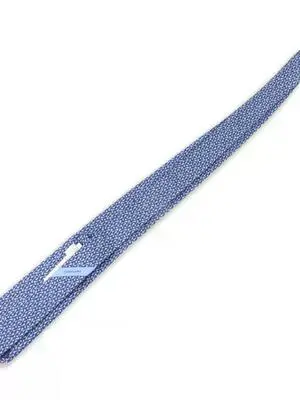 FERRAGAMO Silk Giraffe Print Neck Tie - Blue