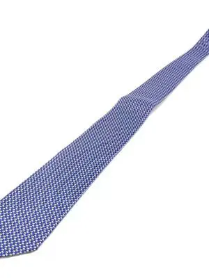FERRAGAMO Geometric Silk Neck Tie - Blue