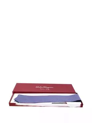 FERRAGAMO Geometric Silk Neck Tie - Blue