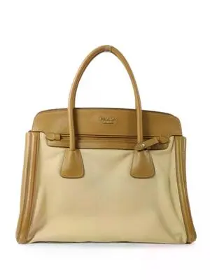 Prada Leather Canvas Tote Bag