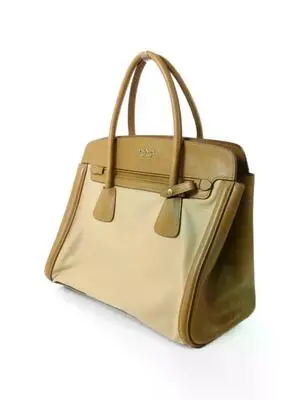 Prada Leather Canvas Tote Bag