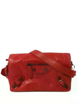 Balenciaga Studded Leather Shoulder Bag - Red