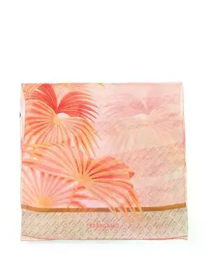 FERRAGAMO Gancini Palm-print Scarf - Pink