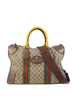 Gucci Gg Supreme Web Duffle Tote Bag - Neutrals