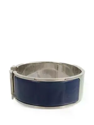 Hermès Enamel H Logo Clasp Hinged Bracelet - Silver