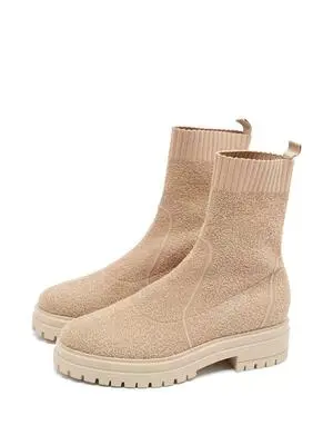 GIANVITO ROSSI Torrance Bouclé Ankle Boots - Neutrals