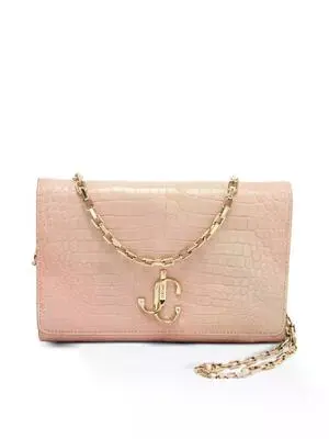 JIMMY CHOO Varenne Croc-effect Clutch Bag With Monogram Plaque And Chain Strap