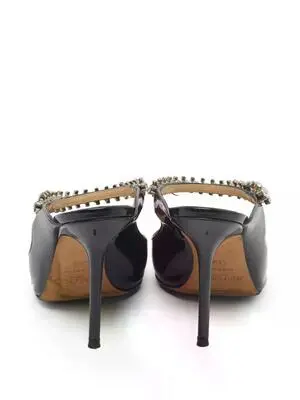 JIMMY CHOO Patent Leather Crystal Embellished Stiletto Mules