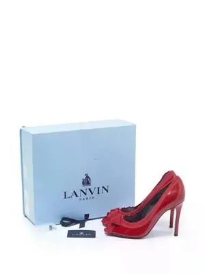 LANVIN Patent Leather Bow Peep-toe Pumps