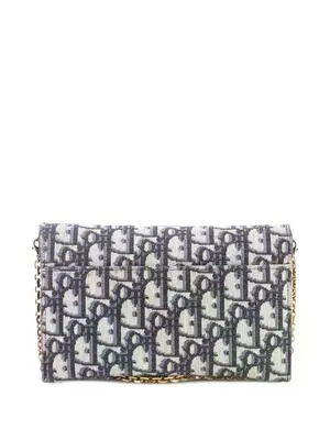 Dior Saddle Chain Wallet Oblique Canvas Crossbody Bag - Blue
