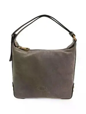TOD'S Tod's Calf Suede Shoulder Bag With Gold-Tone Studs Grey