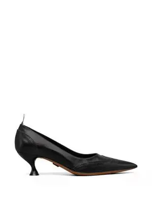 Thom Browne Leather Pumps With Brogue Detailing - Black