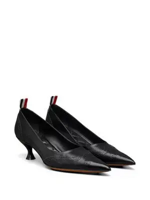 Thom Browne Leather Pumps With Brogue Detailing - Black
