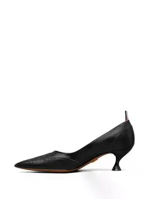 Thom Browne Leather Pumps With Brogue Detailing - Black