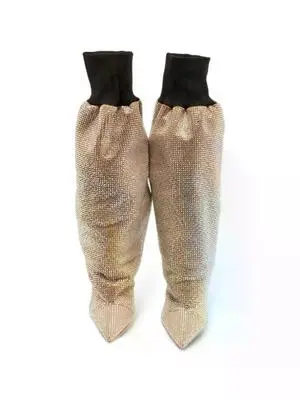 Alexandre Vauthier Crystal-embellished Suede Boots