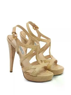 Prada Croc-embossed Platform Sandals