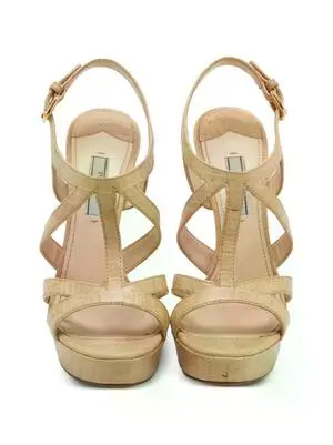 Prada Croc-embossed Platform Sandals