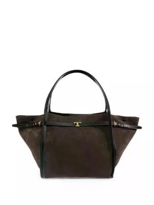 TOD'S Tod's T Timeless Calf Suede Tote Bag Brown