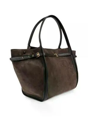 TOD'S T Timeless Calf Suede Tote Bag - Brown