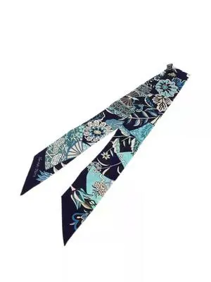 Hermès Fleurs Et Papillons De Tissus Twilly Scarf - Blue