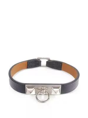 Hermès Rivale Leather Bracelet - Silver