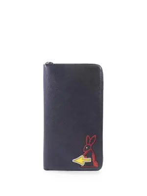 Prada Saffiano Rabbit Zip-around Wallet - Blue