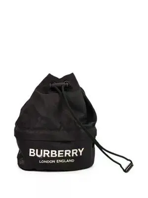 Burberry Logo Drawstring Bucket Bag - Black