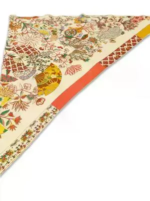 Hermès Floral-print Triangle Scarf - Neutrals