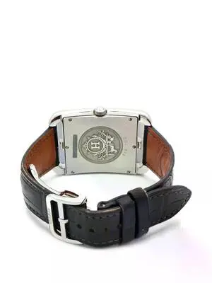 Hermès Cape Cod 33mm Stainless Steel Watch With Black Leather Strap - White