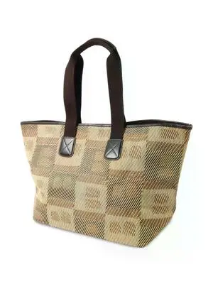 Bally Canvas Tote Bag With Leather Trim