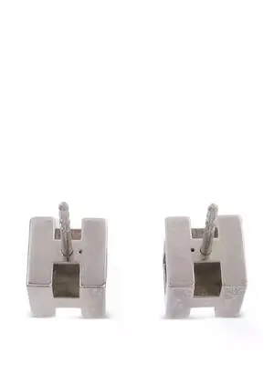 Hermès Tone Cage D'h Earrings - Silver