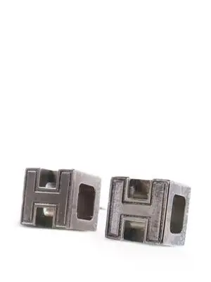 Hermès Cage D'h" Signature Logo Earrings