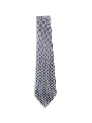 FERRAGAMO Silk Geometric Pattern Neck Tie - Blue
