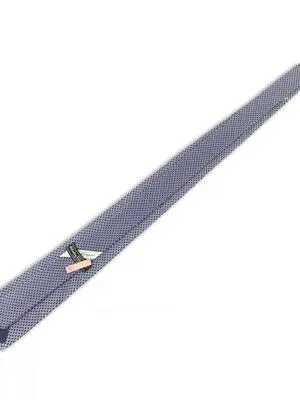 FERRAGAMO Silk Geometric Pattern Neck Tie - Blue