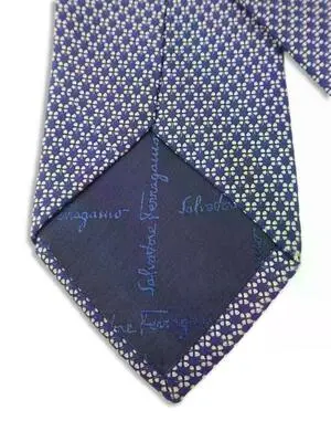 FERRAGAMO Silk Geometric Pattern Neck Tie - Blue