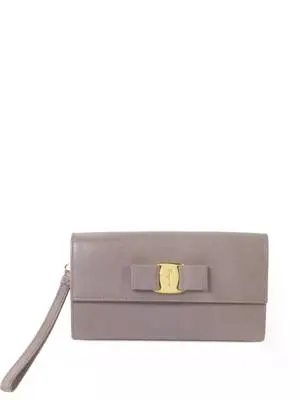 FERRAGAMO Vara-bow Leather Wallet - Grey