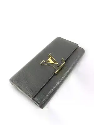 LOUIS VUITTON Capucines Leather Wallet - Black