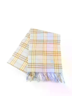 Burberry Check-pattern Fringed Scarf - Blue