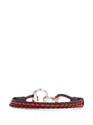 FERRAGAMO Gancini Braided Calf Leather Bracelet - Silver