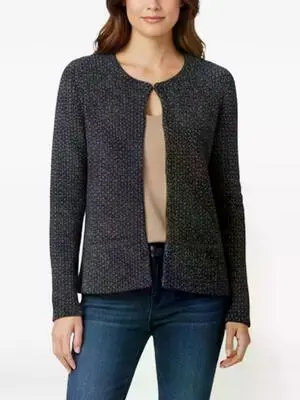 Maje Jefferson Cardigan Navy Blue Lurex Knit - Black