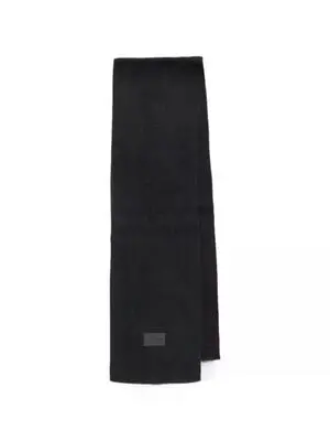 Michael Kors Logo-patch Ribbed-knit Scarf - Black