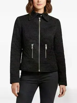 Dolce & Gabbana Floral Jacquard Zip-up Cropped Jacket - Black