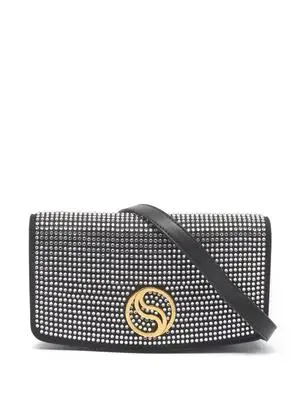Stella McCartney S-wave Rhinestone Embellishment Crossbody Bag - Black
