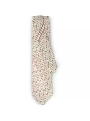 FERRAGAMO Printed Silk Neck Tie - Neutrals