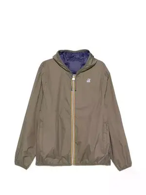 K-WAY Hooded Logo Patch Jacket - Brown