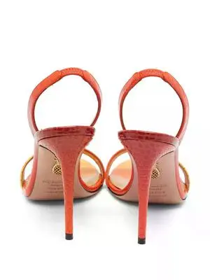 AQUAZZURA Croc-embossed Leather Slingback Stiletto Sandals - Orange